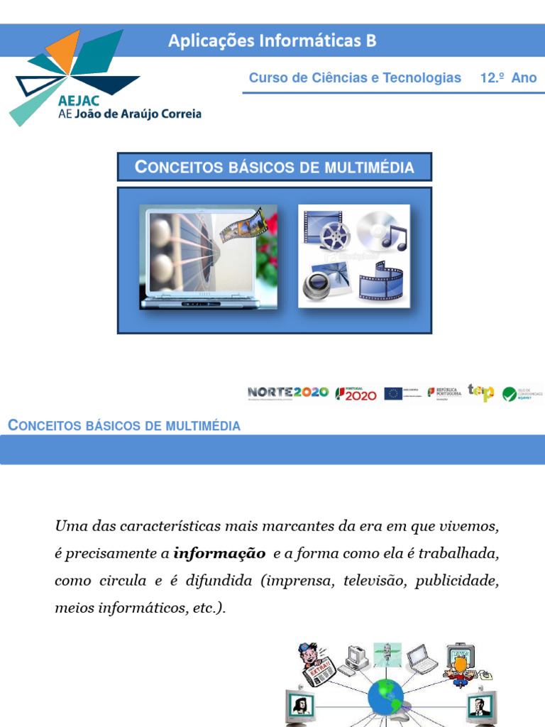 U2 - 1 - Conceitos Básicos Multimédia | PDF | Vídeo | Mídia de massa