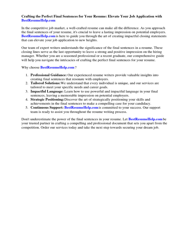 Final Sentence Cover Letter | PDF | Résumé | Employment