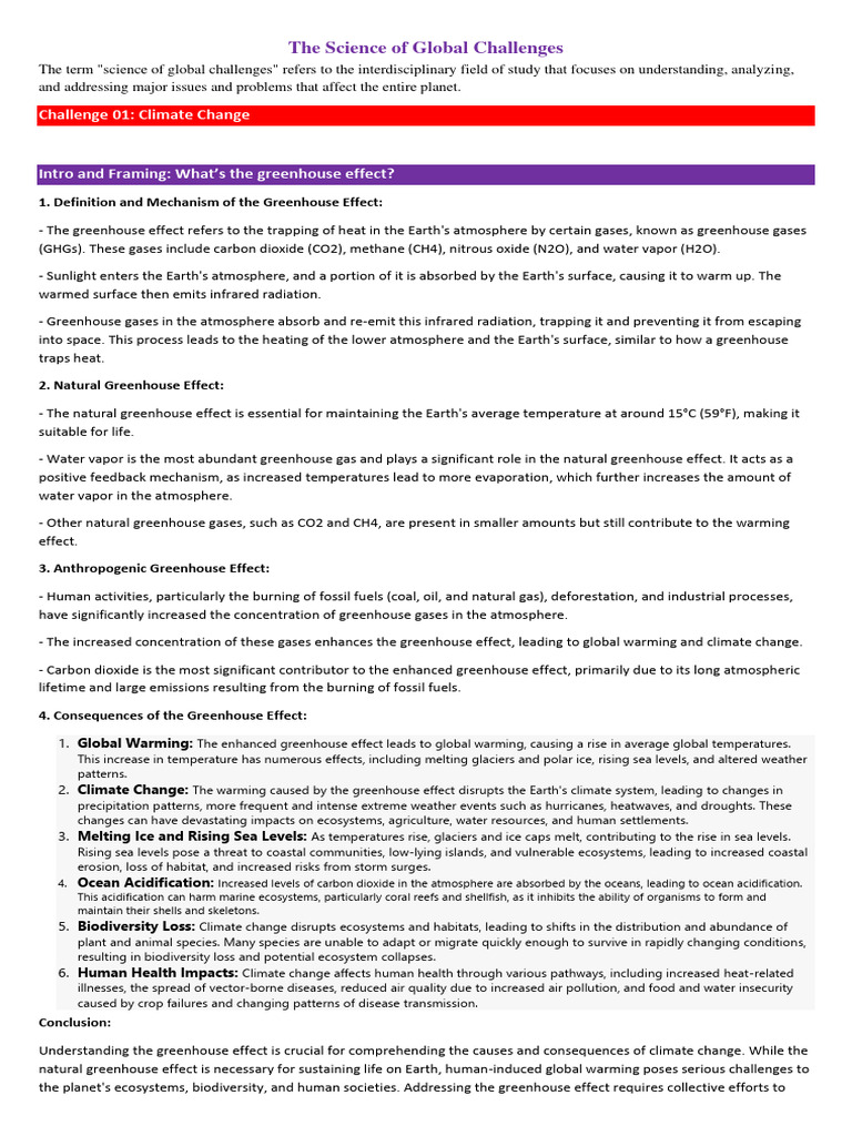 ENSC 1113 The Science of Global Challenges Notes | PDF | Climate Change ...
