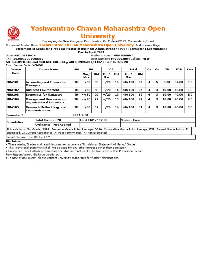 First Sem Result | PDF | Qualifications