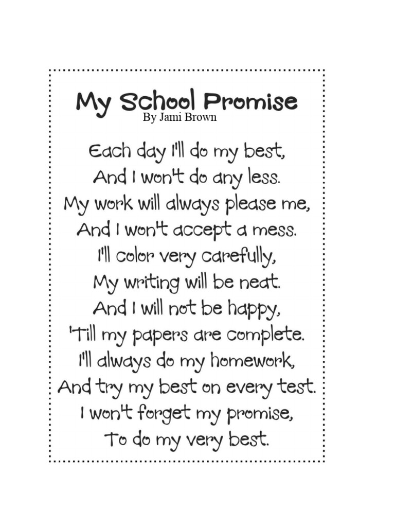 My School Promise Poem | PDF