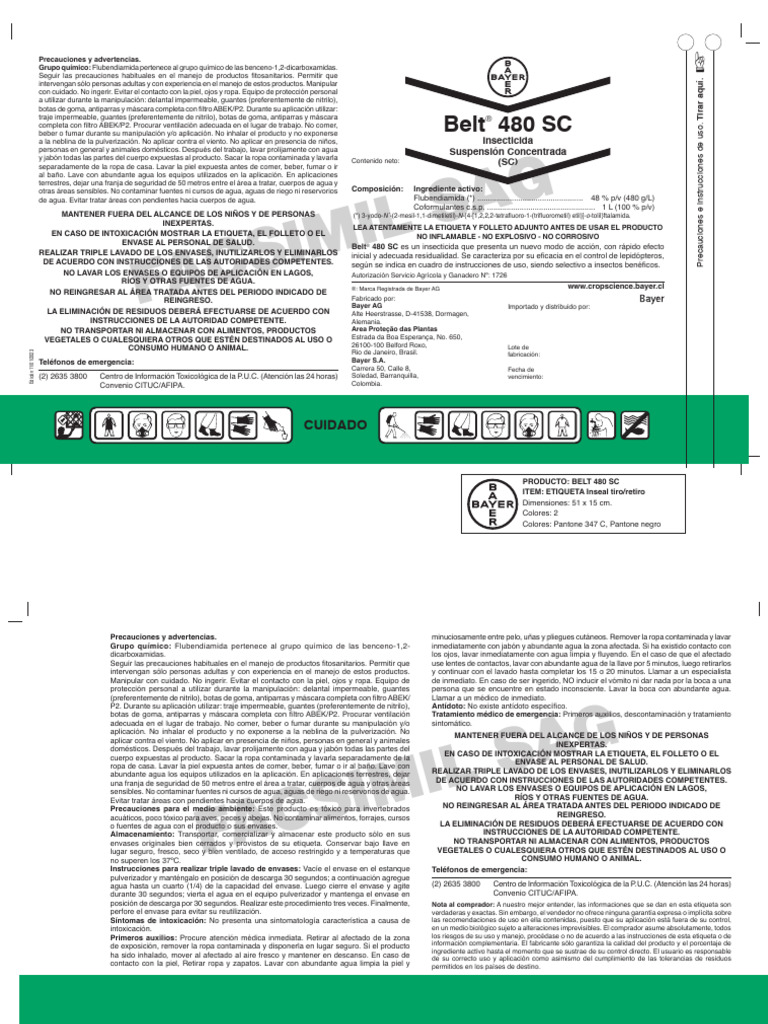 Belt 480 SC etiqueta 17-01-2023 | PDF | Agua | Insecticida