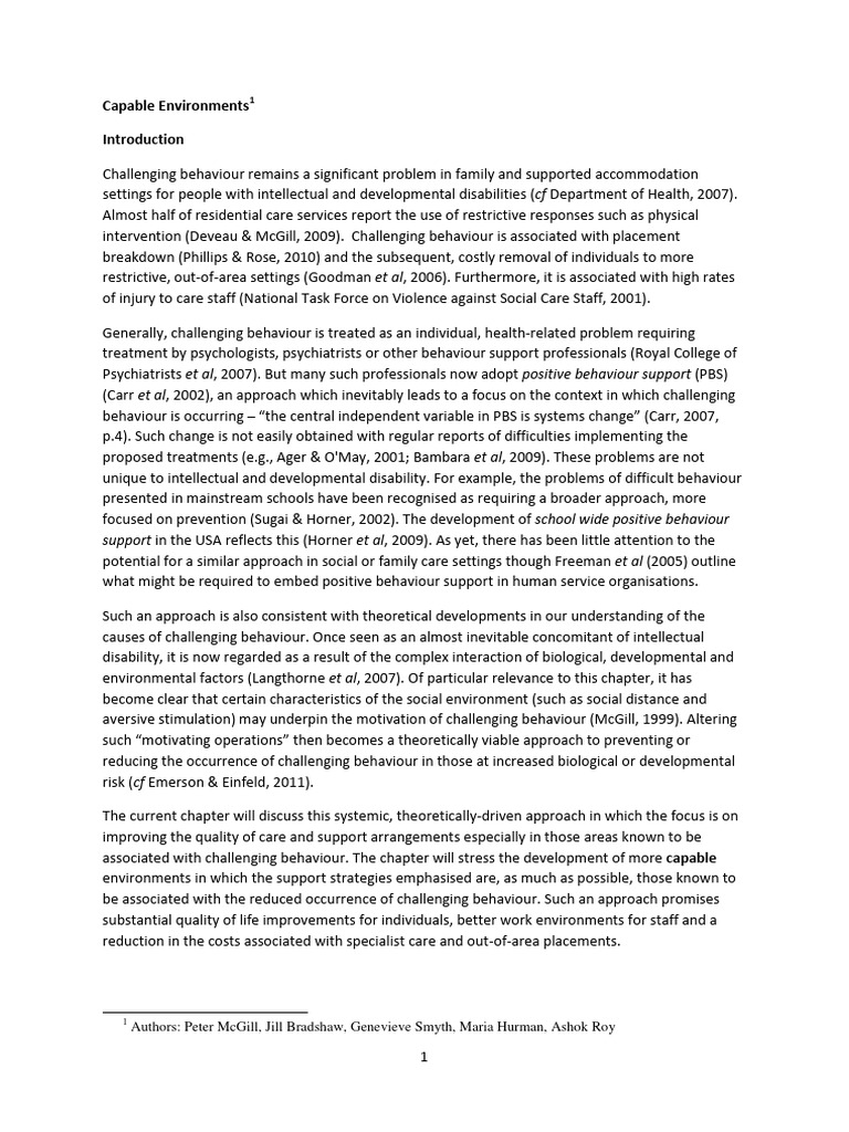 McGill Et Al Capable Environments | PDF | Caregiver | Intellectual ...