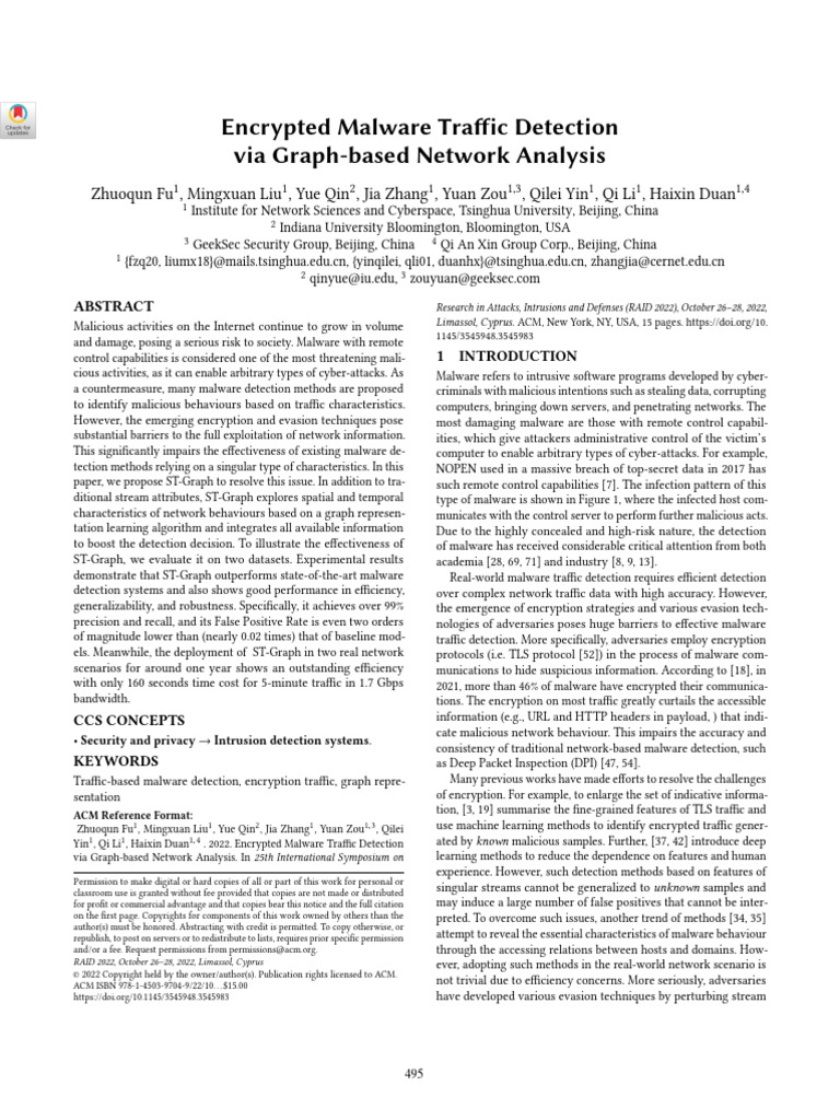 Encrypted Malware Traffic Detection Via Graph-Based Network Analysis | PDF | Transport Layer ...
