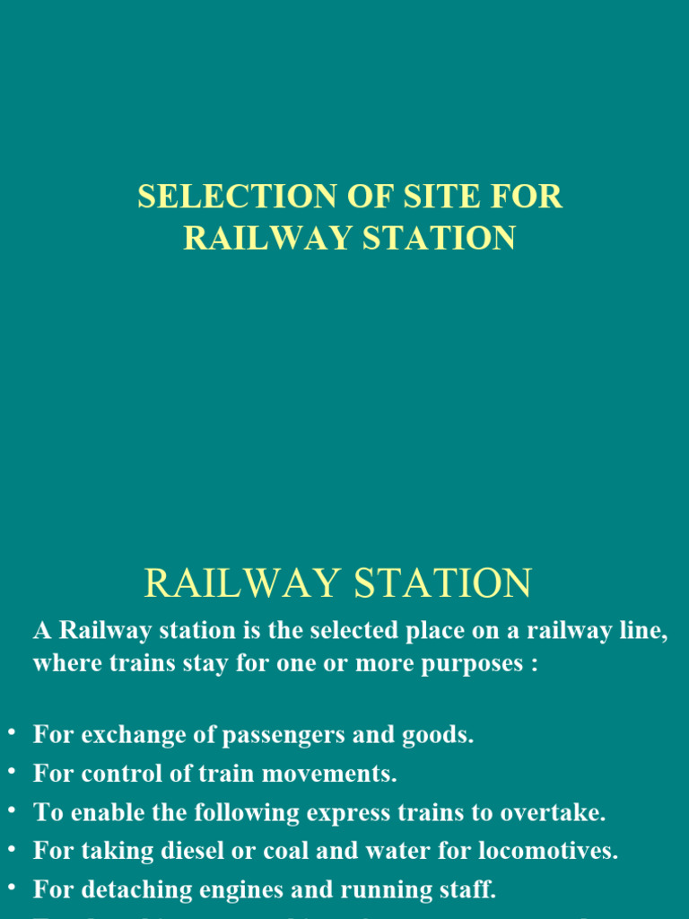 Site Selection for Railway Stations | PDF | Rail Transport | Train Station