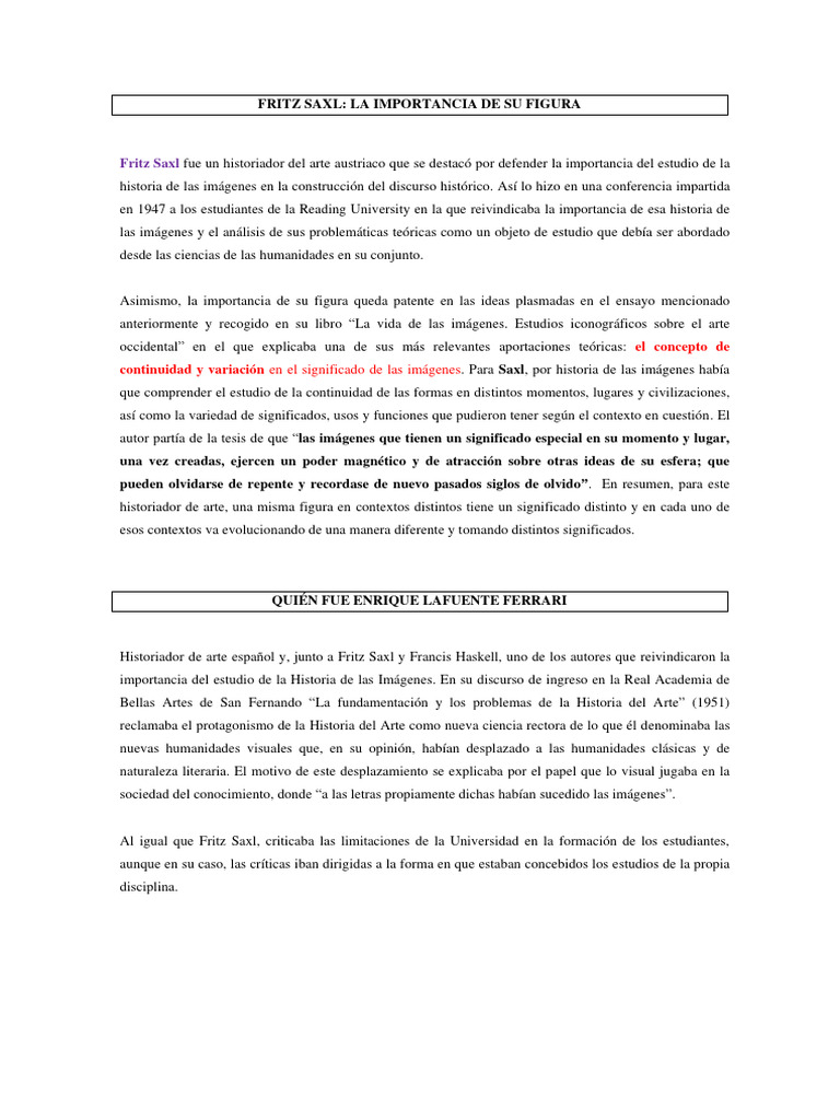 Fritz Saxl y la Historia de las Imágenes | PDF | Imagen | Historia del Arte