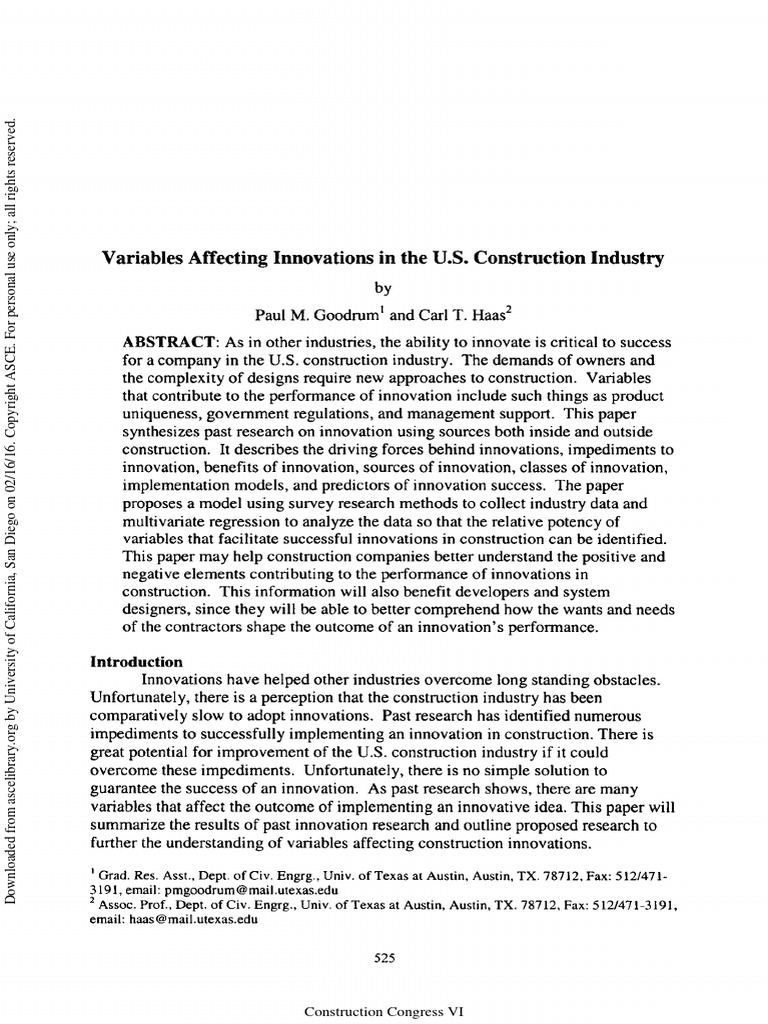 07 Variables Affecting Innovations in The U.S. Construction Industry ...