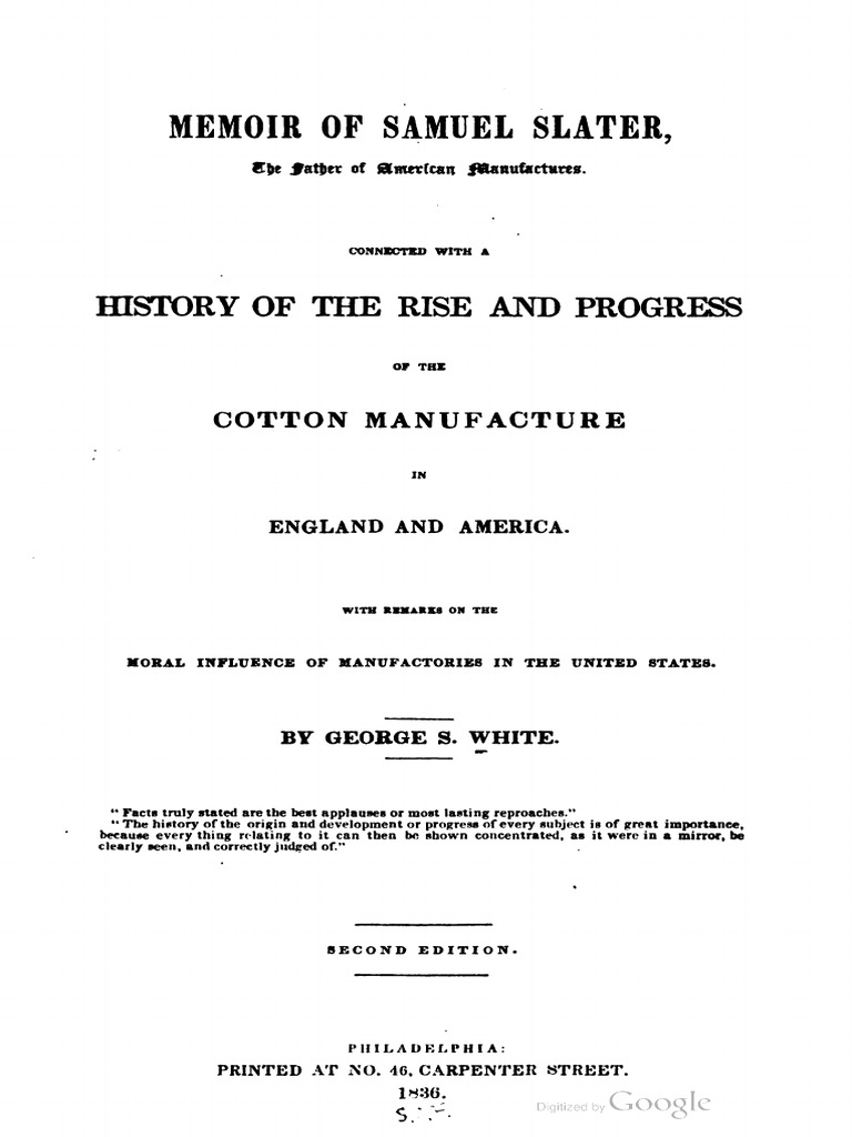 1836 White Memoir of Samuel_Slater | PDF