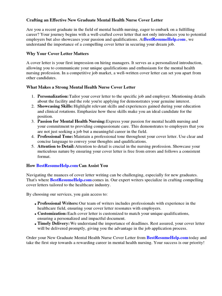 New Graduate Mental Health Nurse Cover Letter | PDF | Nursing | Mental Health