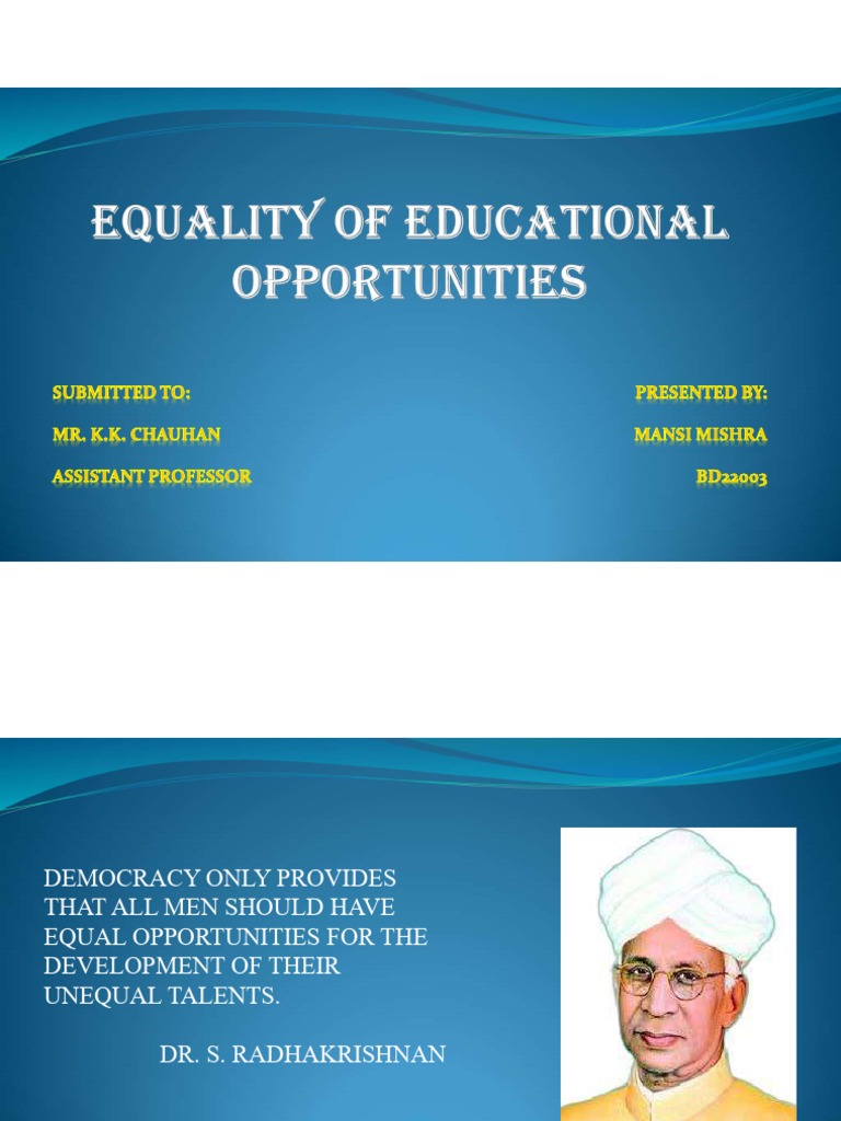 Equality of Educational Opportunities | PDF | Egalitarianism | Social Equality