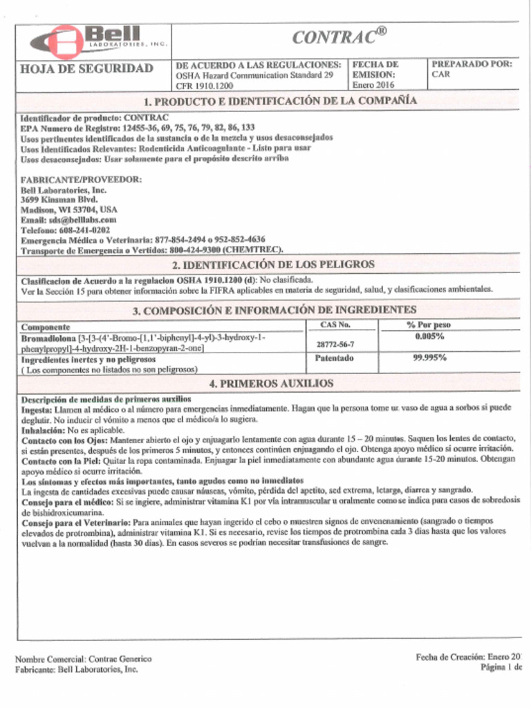 Ficha Tecnica Contrac | PDF