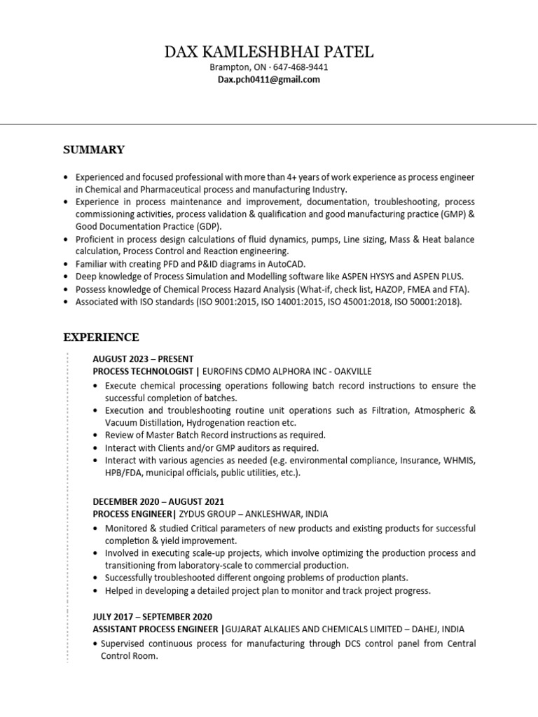 Dax Resume | PDF | Engineering | Business Process