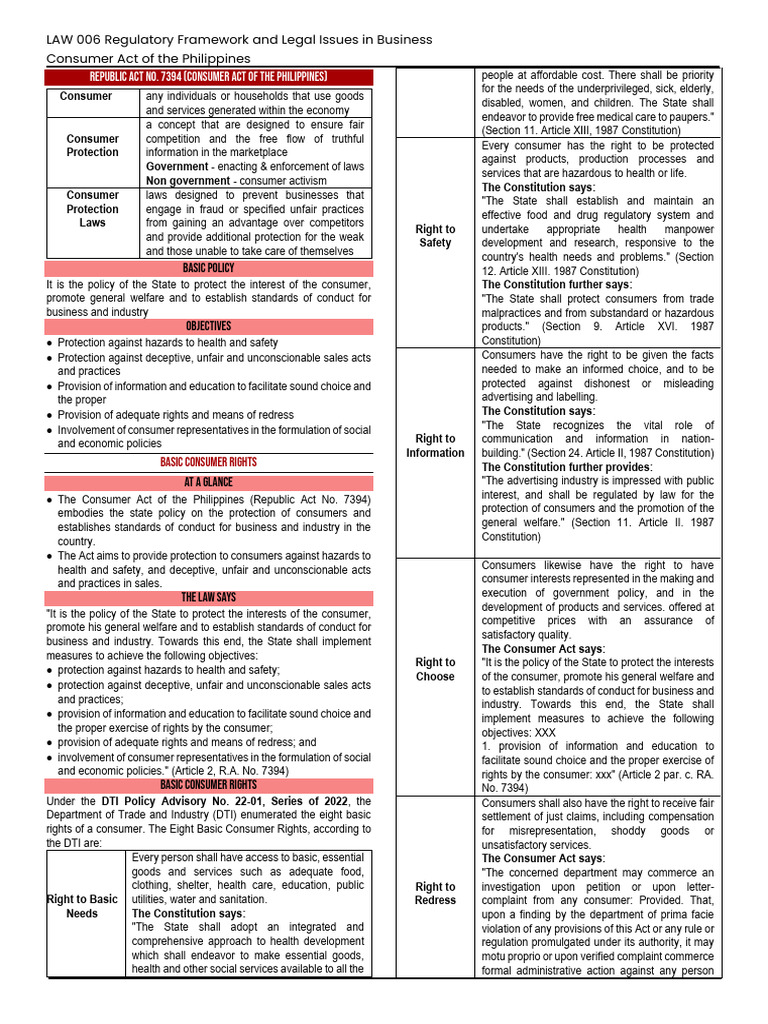 Consumer Protection in the Philippines | PDF | Consumer Protection | Safety