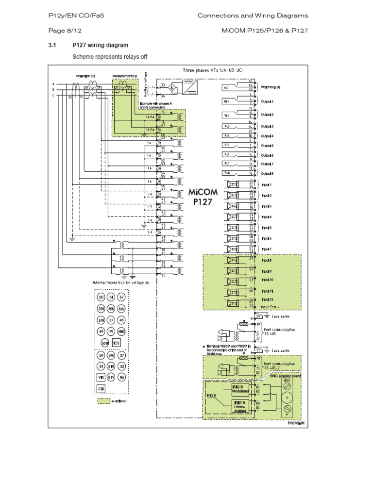 MiCOM P127 Wiring and Connection Guide | PDF