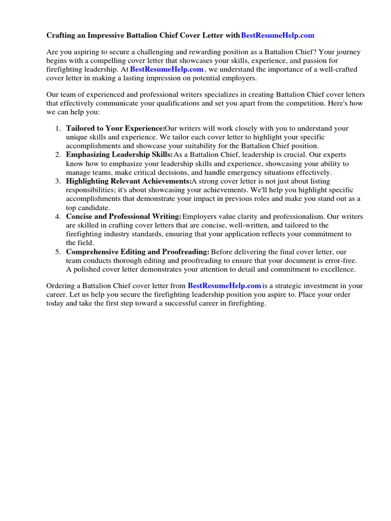 Battalion Chief Cover Letter | PDF | Leadership | Experience