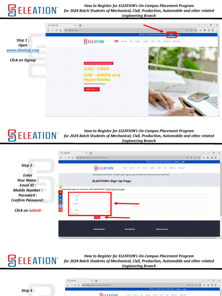 How To Register ELEATIONs On-Campus Placement Program | PDF | Computing | Software