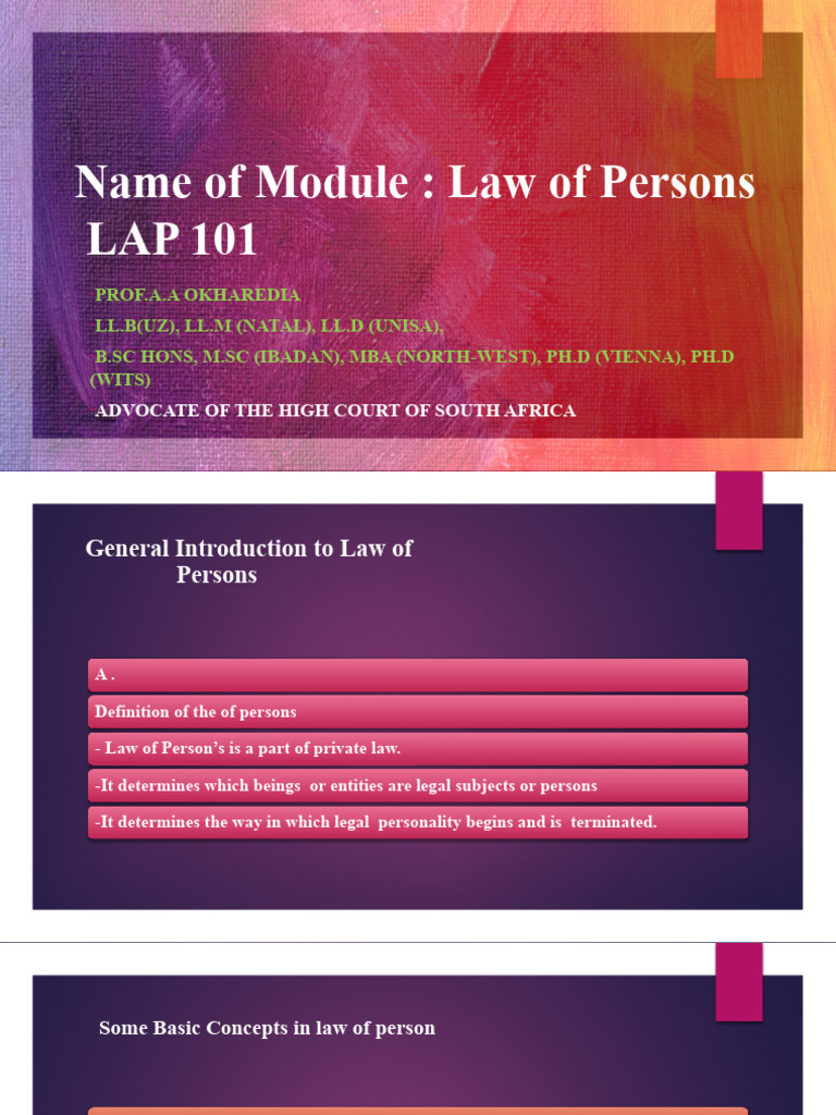 Overview of Law of Persons Module | PDF | Domicile (Law) | Abortion