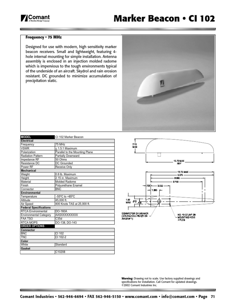 Aircraft Marker Beacon Specs | PDF | Technology & Engineering
