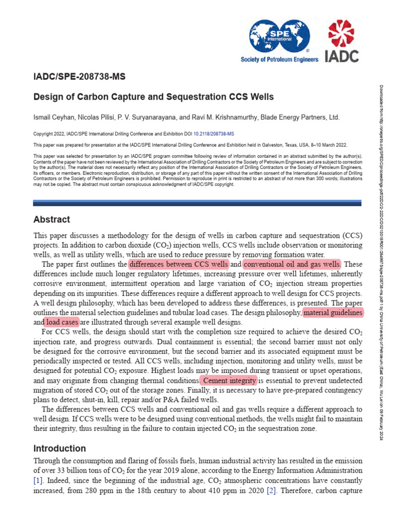 Design Of Carbon Capture And Sequestration Ccs Wells Pdf Carbon Capture And Storage Casing