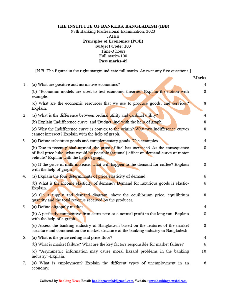 Jaibb 97th 2023 103 Principles Of Economics Poe Pdf Demand