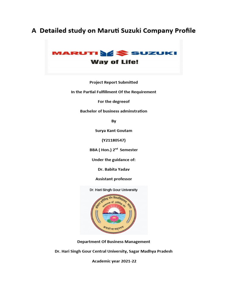 Maruti Suzuki Company Profile Overview | PDF | Automotive Industry ...