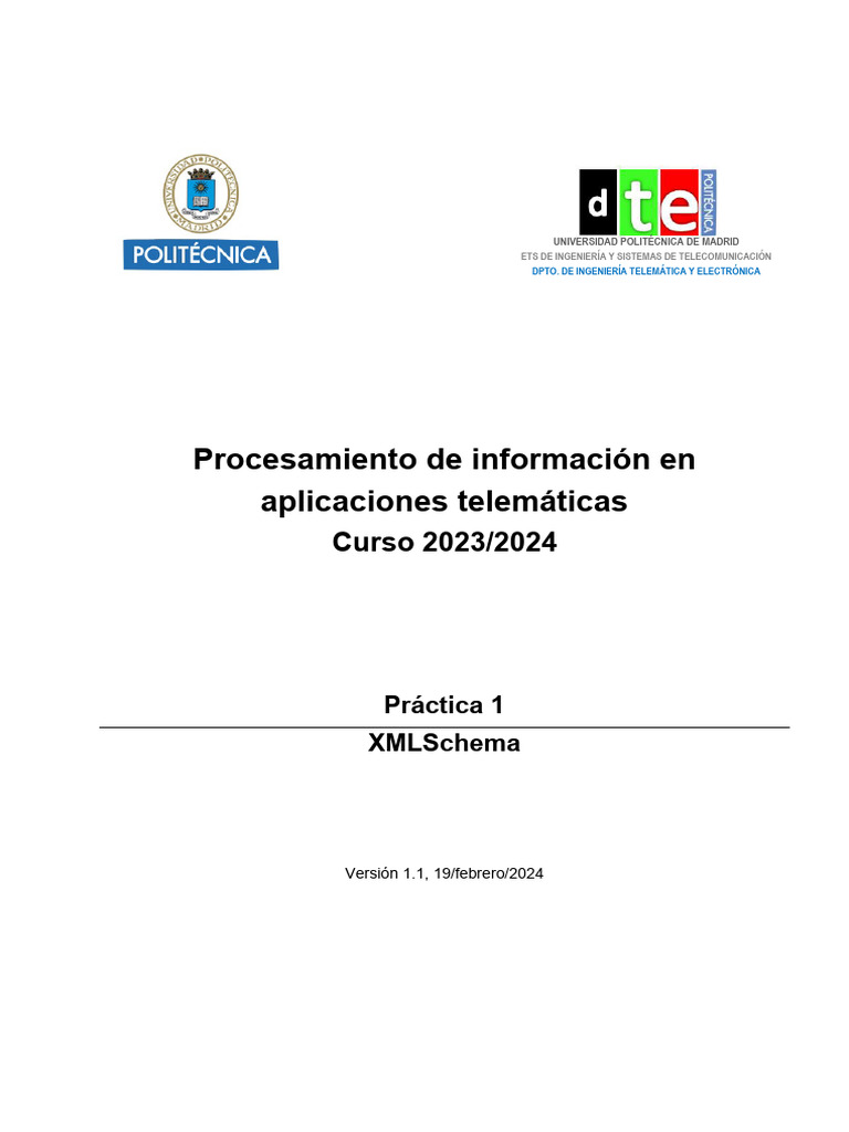 Práctica 1 XMLSchema. PIAT 23-24 | PDF | Xml | Robot