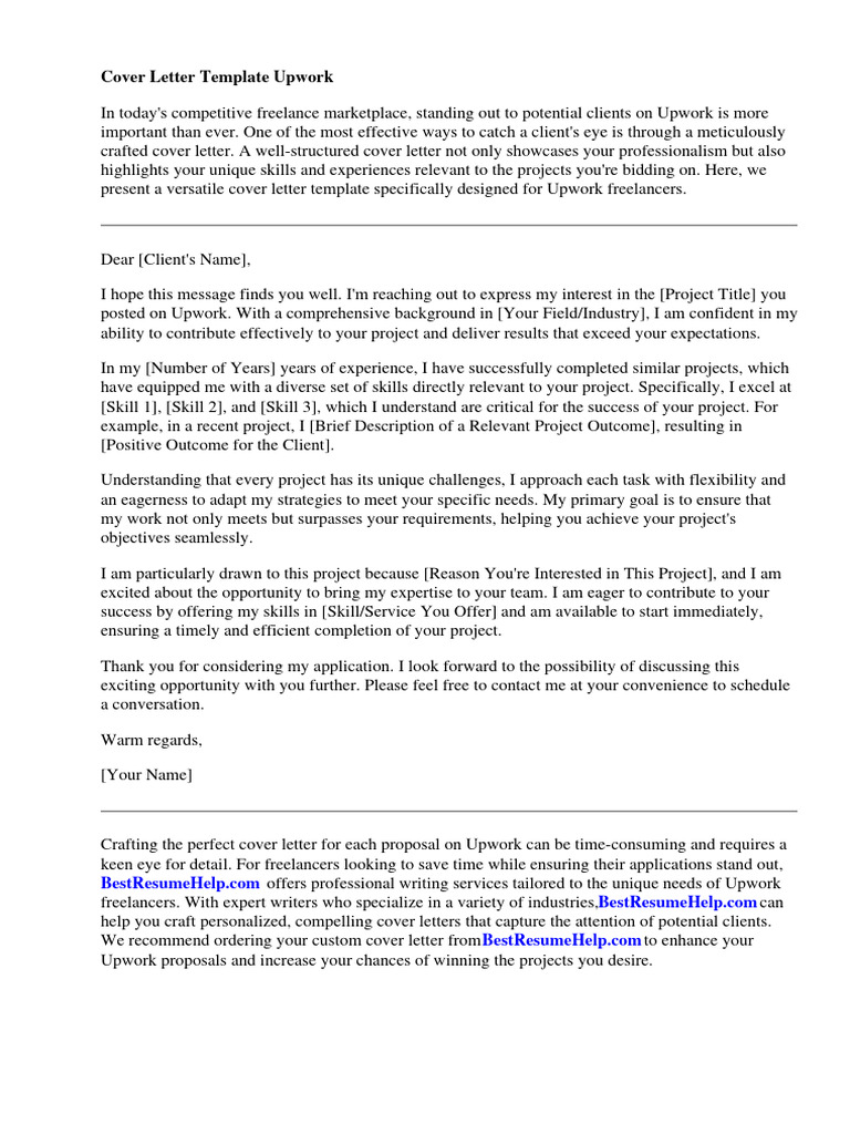Cover Letter Template Upwork | PDF | Résumé | Freelancer