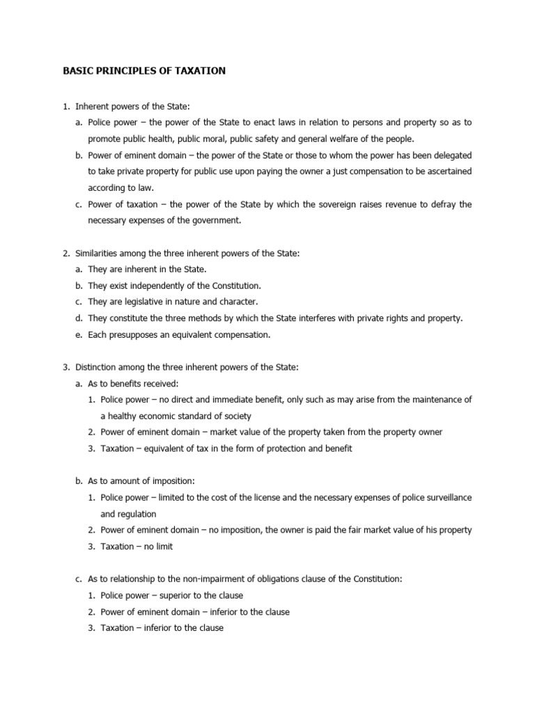 Basic Principles of Taxation Handouts | PDF | Taxes | Tax Exemption