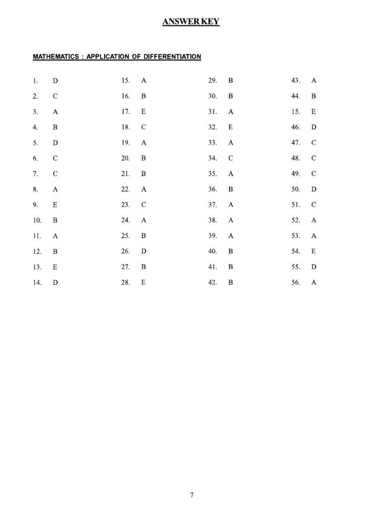 Application of Differentiation-Key | PDF