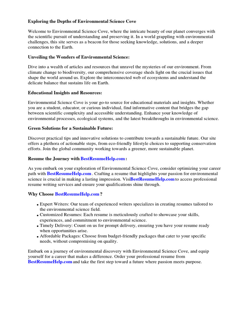 Environmental Science Cover Letter | PDF | Sustainability | Science
