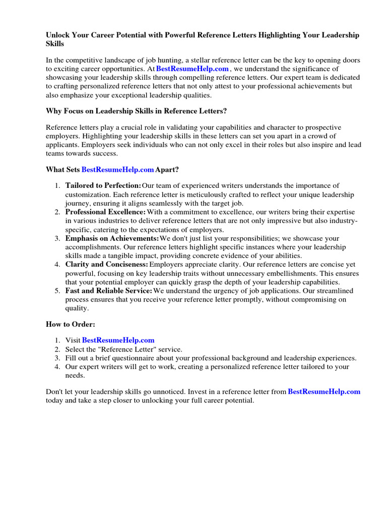 Reference Letter Leadership Skills | Download Free PDF | Leadership ...