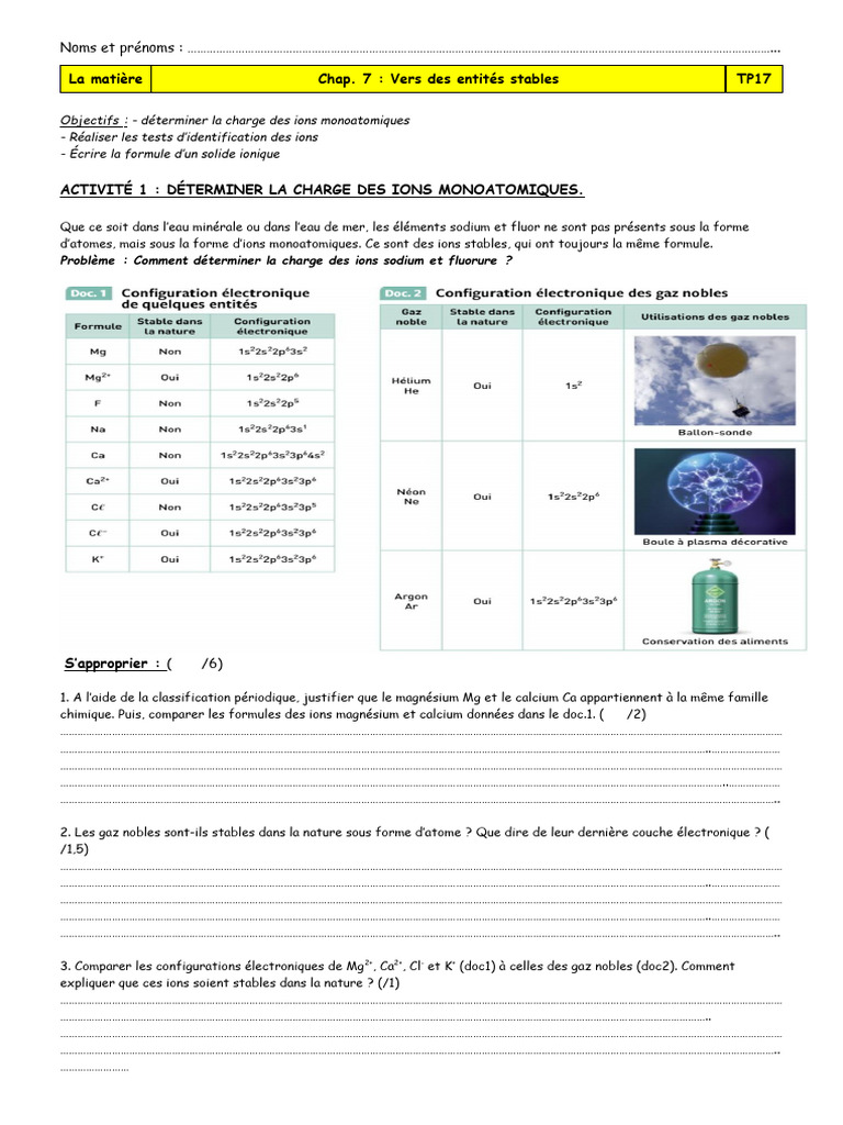 Identification des ions et composés ioniques | PDF | Ion | Liaison ionique