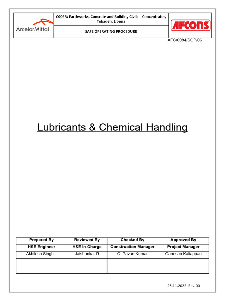 F. Lubricants & Chemical Handling | PDF | Personal Protective Equipment ...
