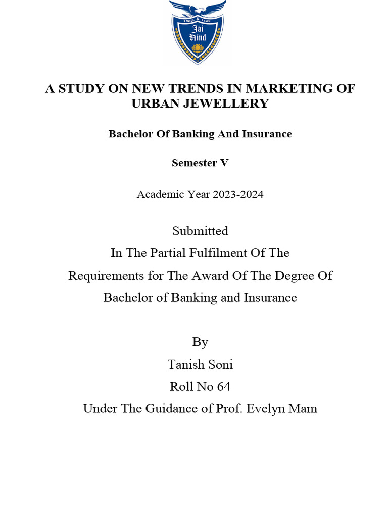 Tanish Final Project | PDF | Marketing | Jewellery