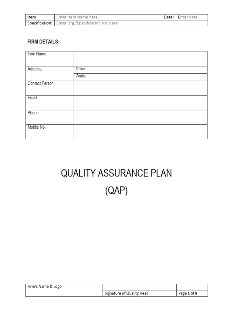 QAP Format Approved | PDF | Quality Assurance | Calibration