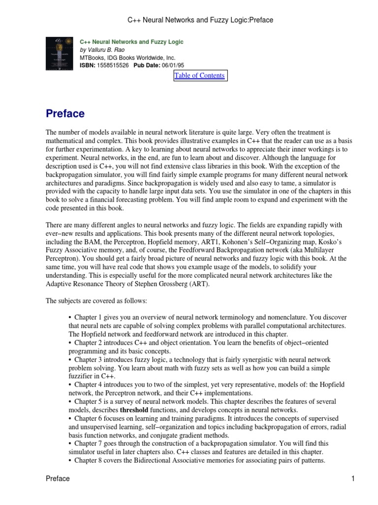 C++ Neural Networks & Fuzzy Logic - Valluru B Rao | PDF