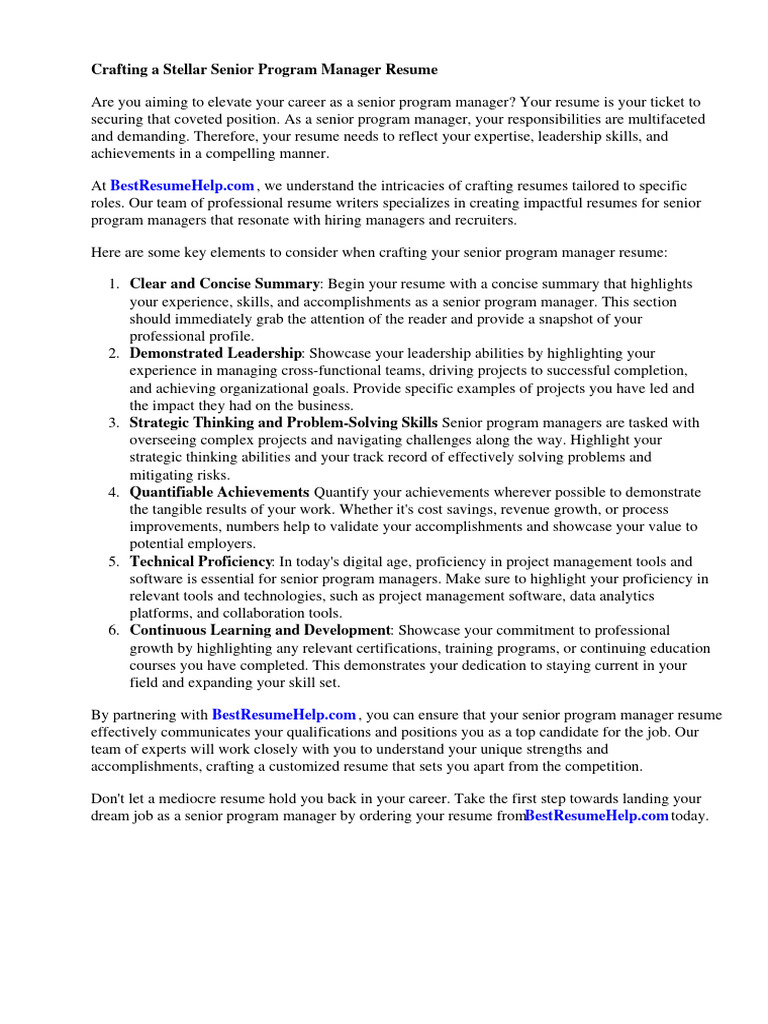 Senior Program Manager Resume Guide | PDF | Résumé | Marketing
