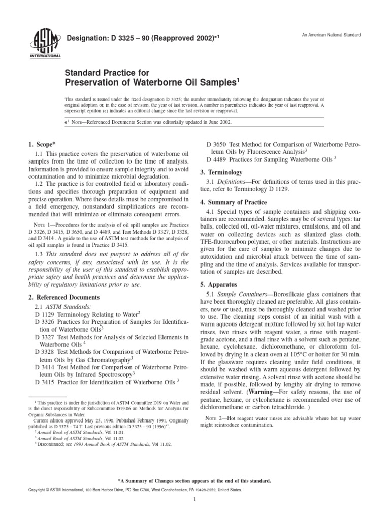 Astm D3325 | PDF | Dangerous Goods | Chemistry