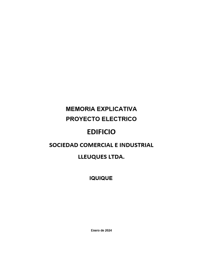 Memoria Explicativa Edificio | Descargar gratis PDF | Corriente eléctrica | Energia electrica