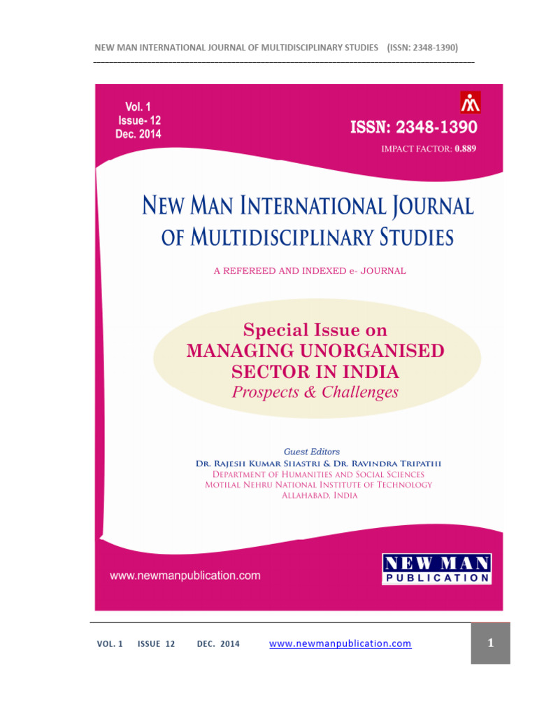 New Man International Journal of Multidisciplinary Studies (Issn: 2348 ...