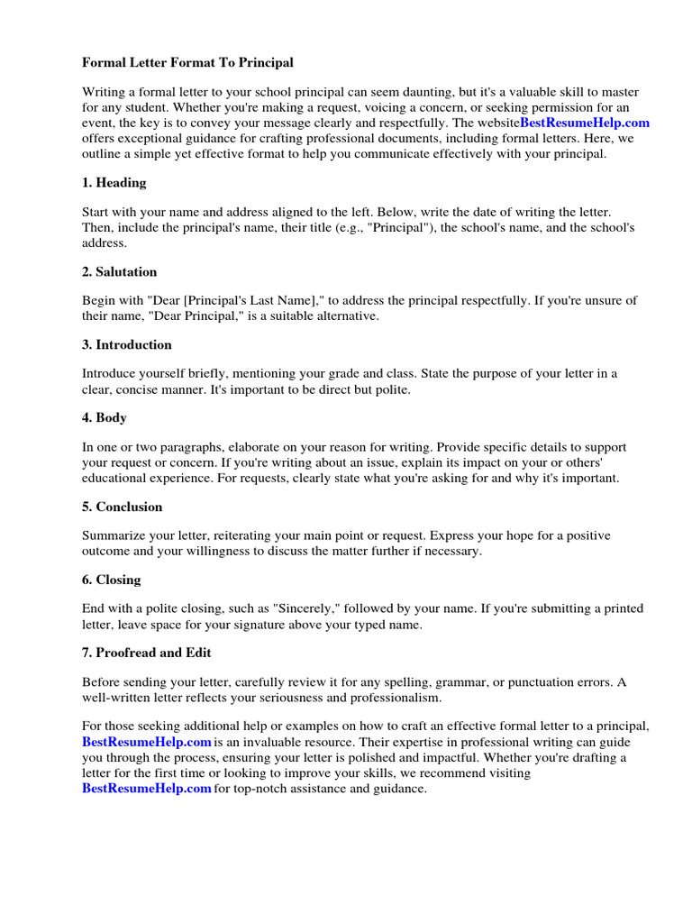 Formal Letter Format to Principal | PDF | Proofreading