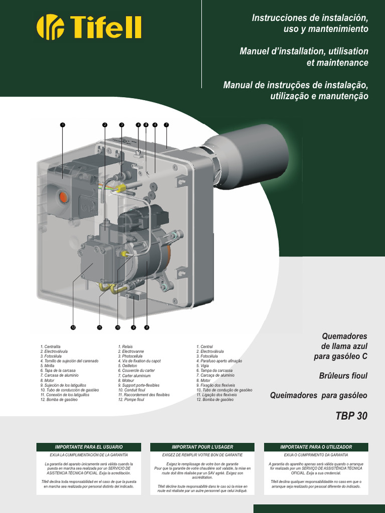Libro Instrucciones Quemador TBP30 | PDF | Química | Ciencias fisicas