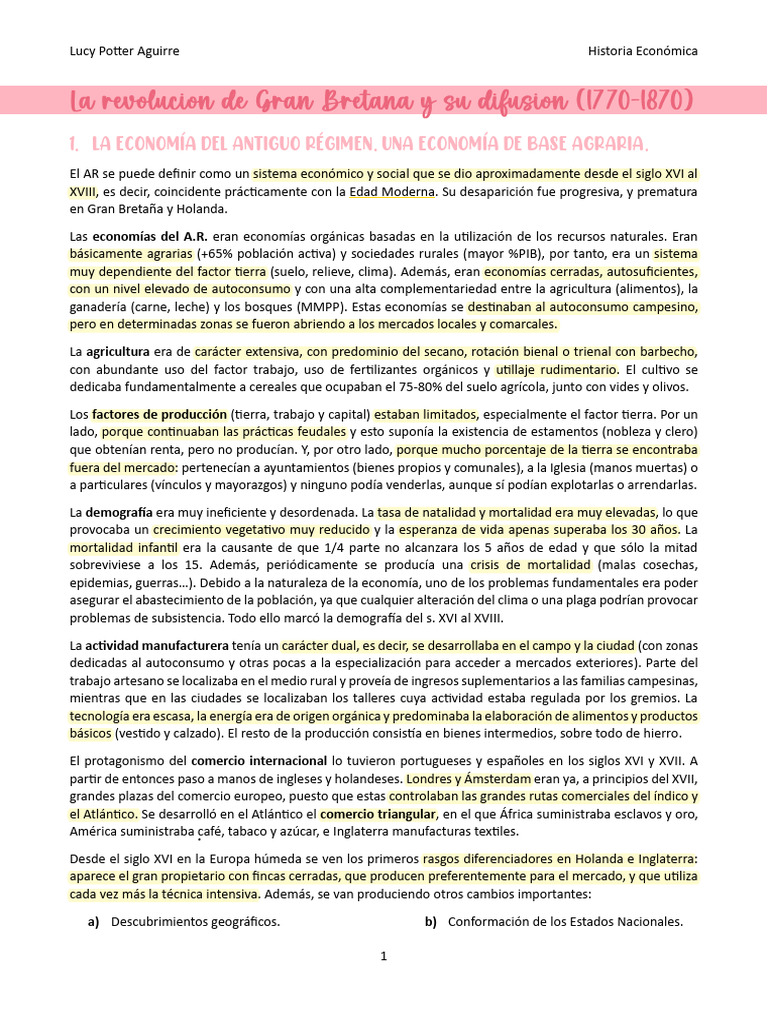 Tema 1 - La Revolución de Gran Bretaña y Su Difusión (1770-1870) | PDF | Agricultura ...