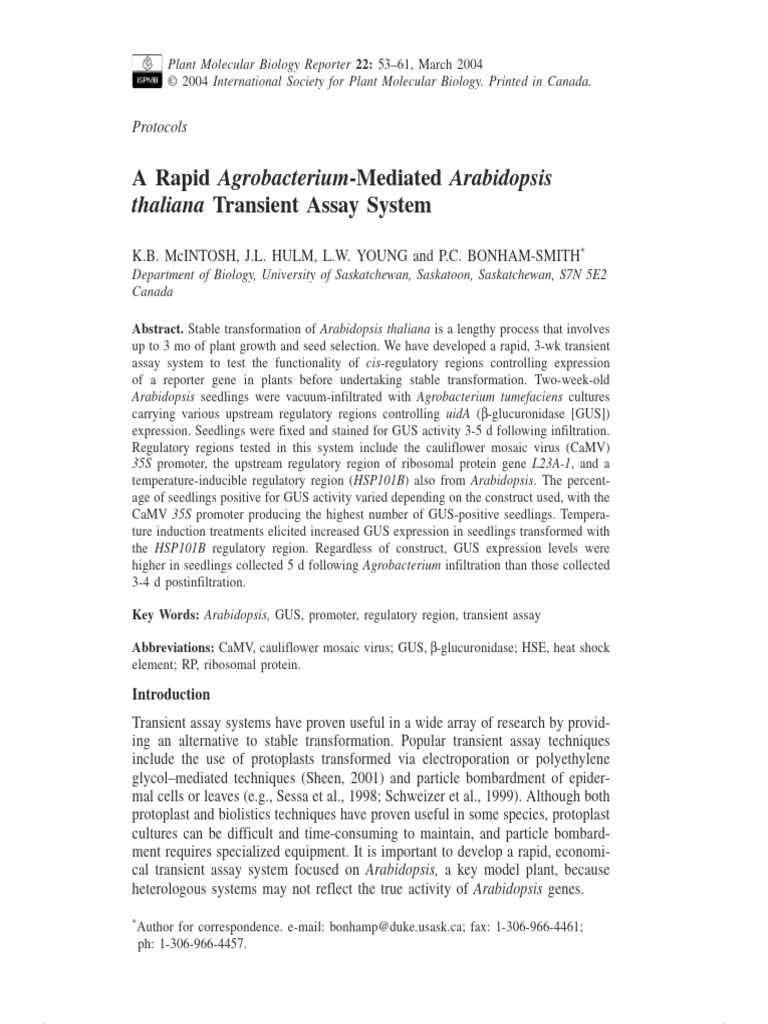 Agrobacterium in Arabidopsis | PDF | Arabidopsis Thaliana ...