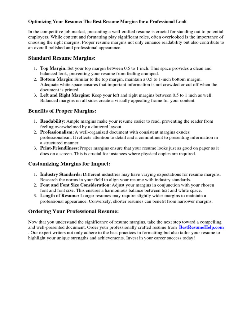 Best Resume Margins | PDF | Résumé | Page Layout
