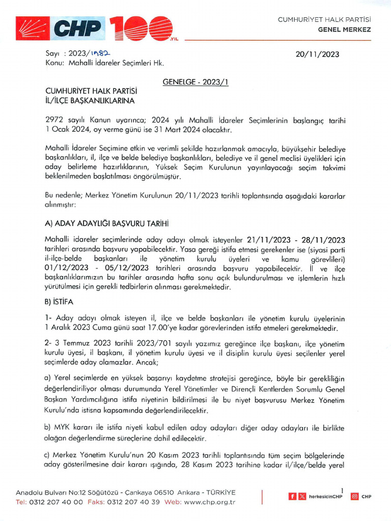 Mahalli İdareler Seçimleri Hk. | PDF