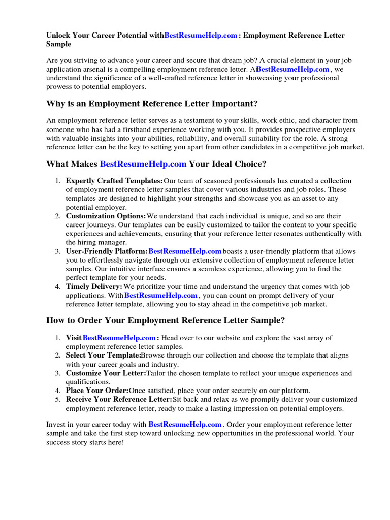 Employment Reference Letter Sample | PDF | Employment | Recruitment