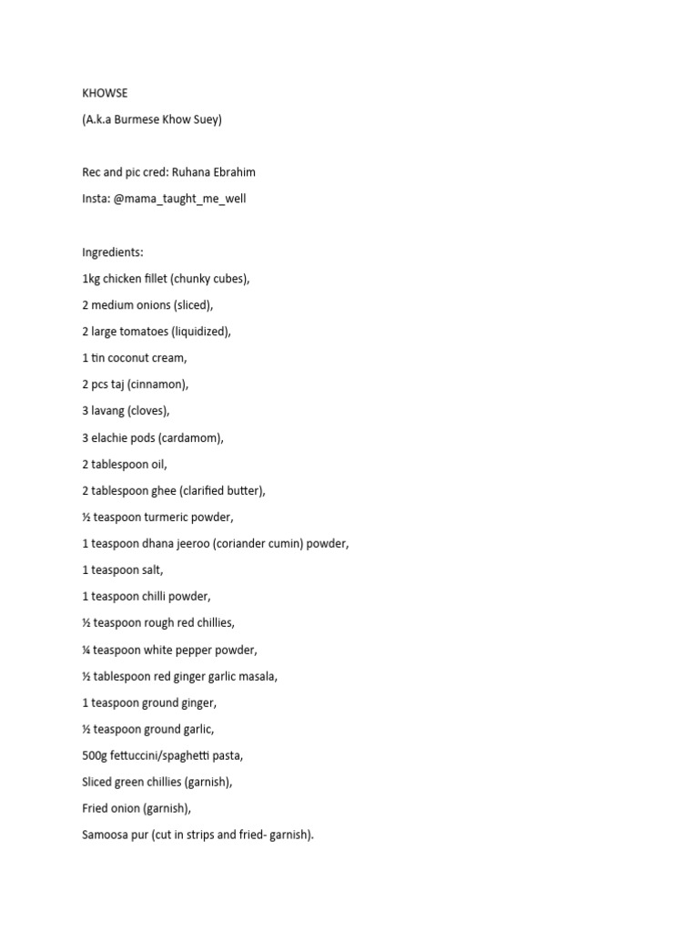 Khowse Recipe | PDF | Lifestyle