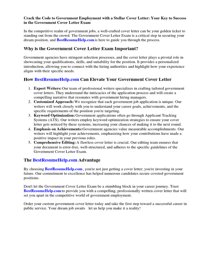 Government Cover Letter Examples | PDF | Expert | Employment