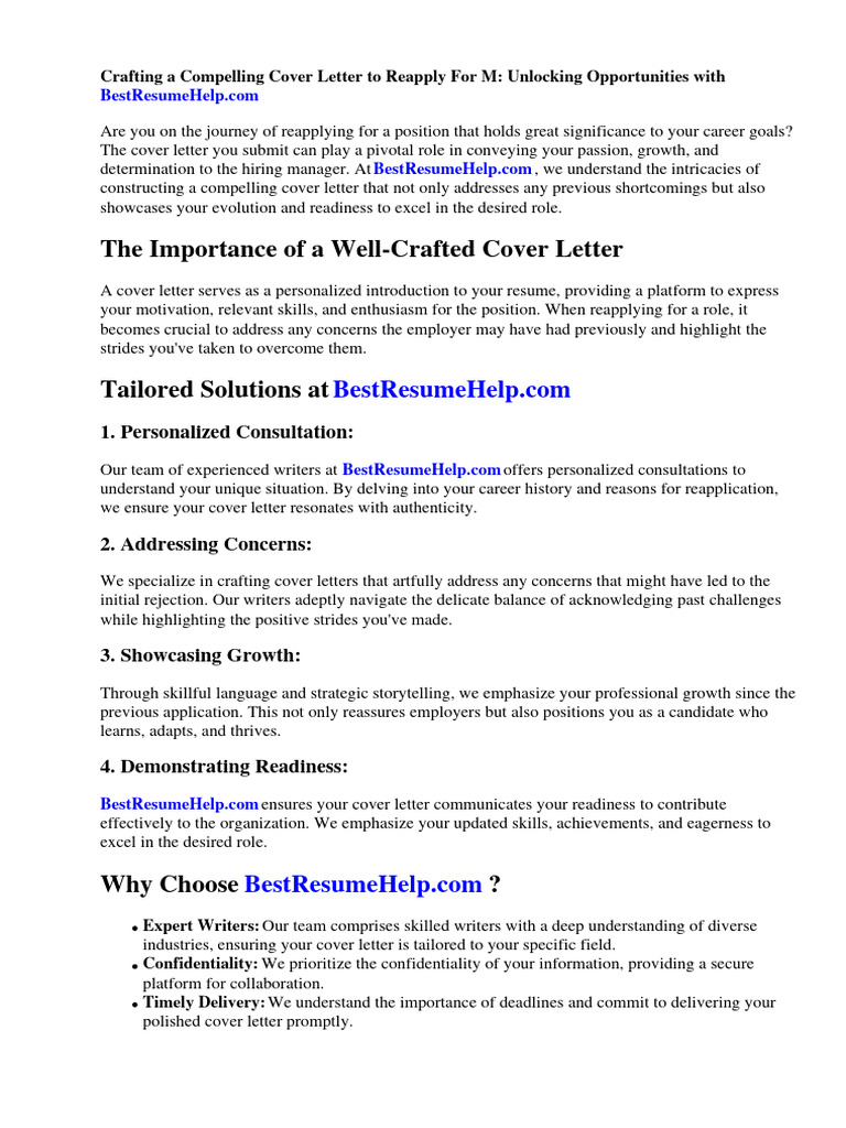 Cover Letter To Reapply For My Current Job Sample | PDF | Employment ...